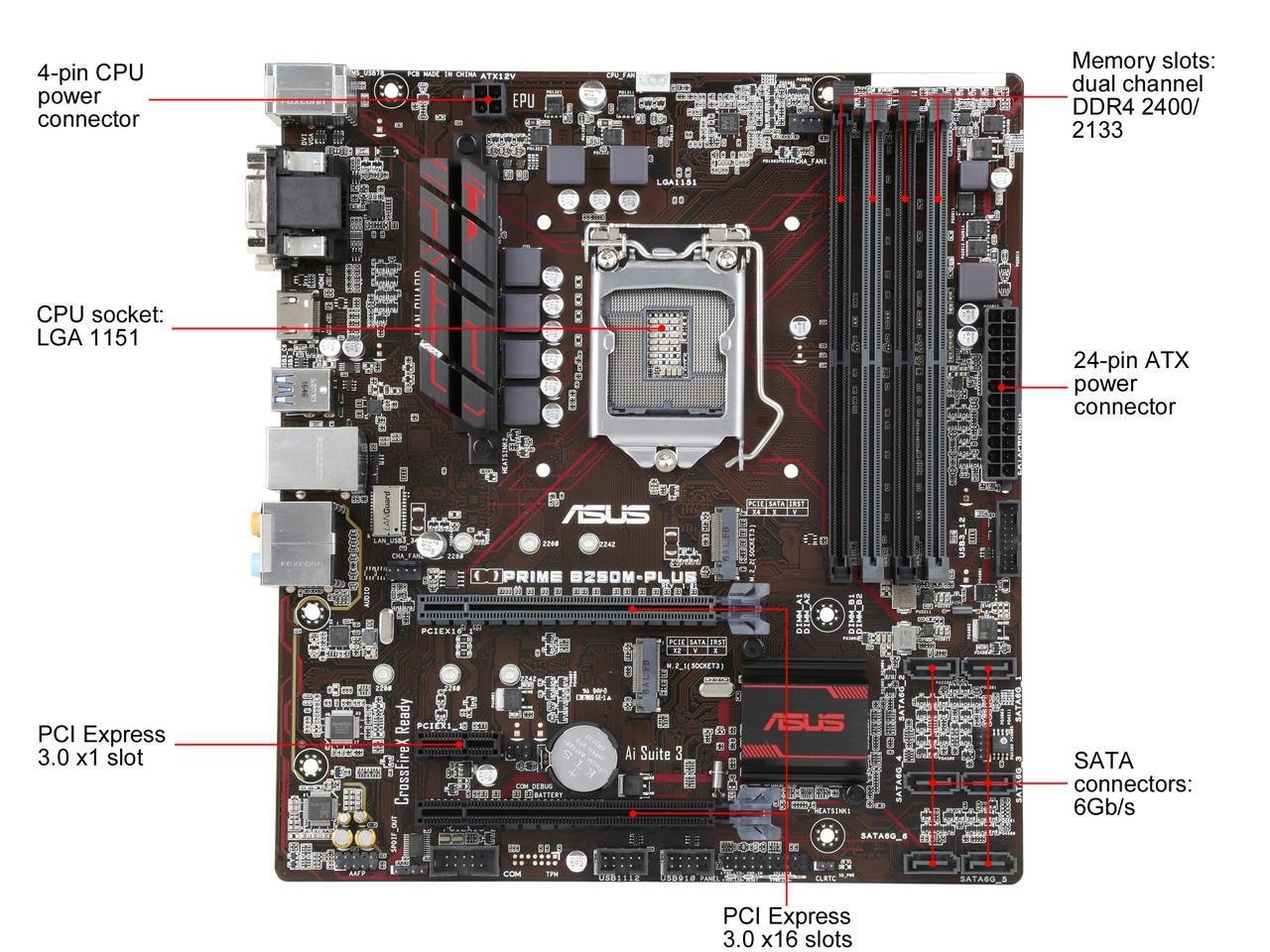 ASUS PRIME B250M-PLUS - 参数与细节图 - 比一比美国